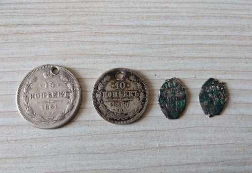Серебряные монеты царской России. Лот 17-19 век