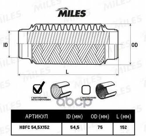 Труба гофрированная универсальная 54.5X152