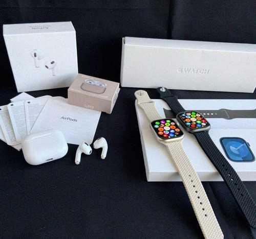 Смарт часы Apple Watch 9 46mm   AirPods 3 Lux