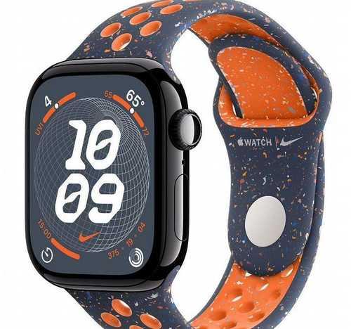 Смарт-часы Apple Watch Series 10 GPS 42мм Jet Black Al Blue Flame Nike Sport Band - S/M