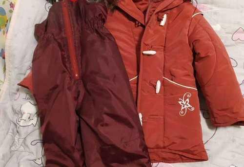 Зимняя куртка и полукомбинезон для девочки 4-5лет