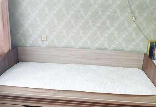 Кровать односпальная с ящиками и матрасом бу