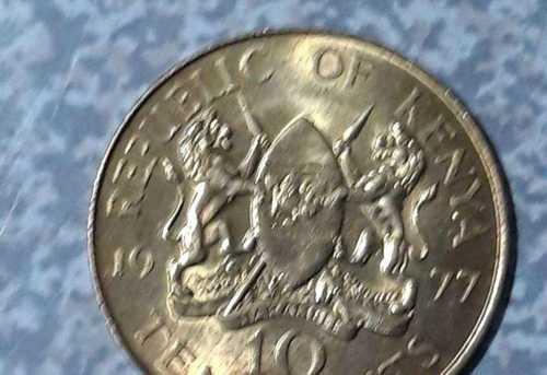 Монета 10 центов 1977 Кения