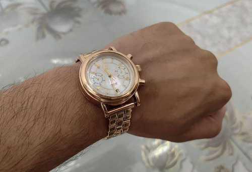 Золотые часы яшма хронограф с золотым браслетом