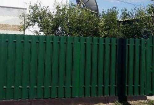 Забор из евроштакетника (зеленый) высота 1,5 м