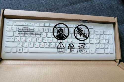 Комплект (клавиатура+мышь) Lenovo 300 U, USB Белый