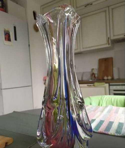 Хрустальная ваза,гнутое цветное стекло, лзхс