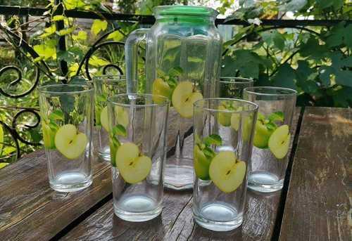 Яблочный набор кувшин и стаканы из 7 предметов