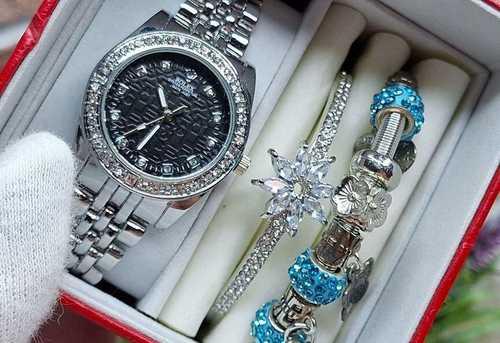 Женский подарочный набор часы и браслеты Rolex