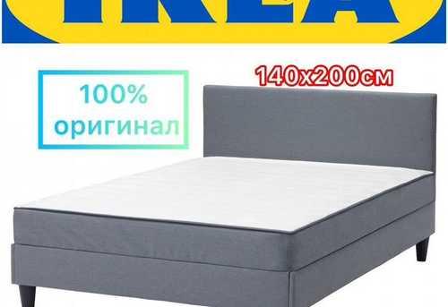 Кровать двуспальная IKEA с обивкой изголовьем икеа