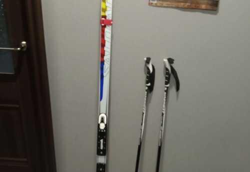 Лыжи Salomon 156, ботинки и палки Nordway
