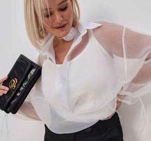 Нарядная блуза с топом и цветком