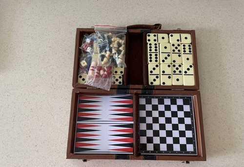 Походный набор 4 в 1 шахматы, шашки, домино, нарды