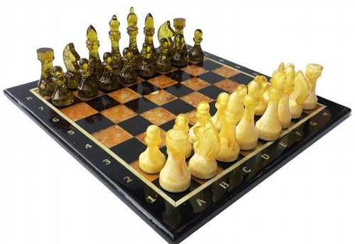Янтарные фигуры для шахмат "Изумруд и молоко" 35х3