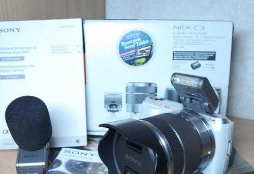 Sony Nex-С3(18-55мм) +8гб+Микрофон+Вспышка+Коробка