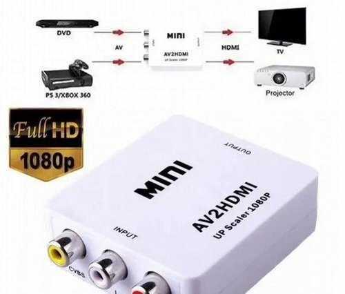 Адаптер Mini AV2hdmi AV RCA на hdmi 1080P HD