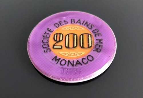 Коллекционная фишка из казино Монте-Карло 200 фр