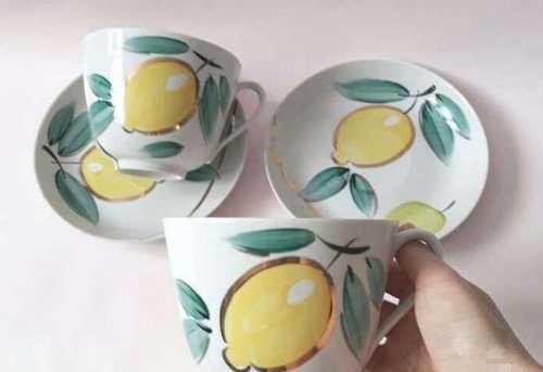 Чайная пара лимоны фарфор Дулево 500мл
