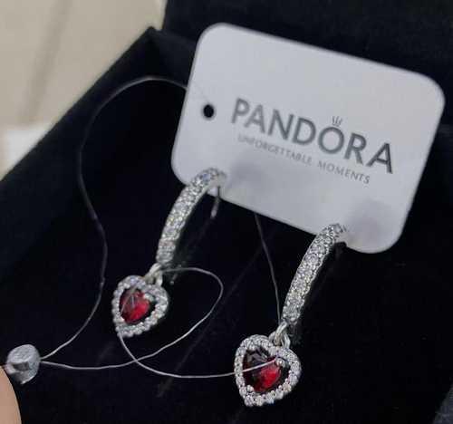 Серьги Pandora Красное сердце