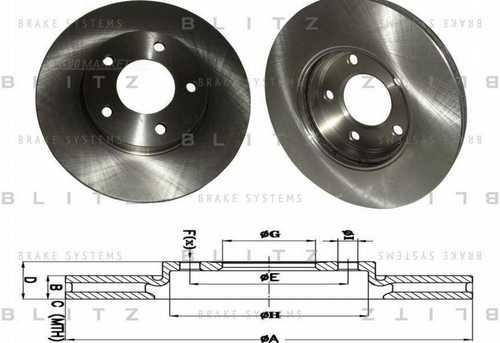 Blitz BS0314 Диск тормозной вентилируемый перед
