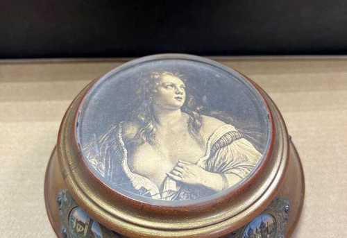 Шкатулка старинная, 19 век, медальоны живопись