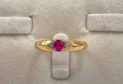 Золотое кольцо со шпинелью и бриллиантами