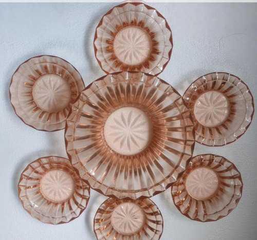 Набор розеток для варенья СССР цветное стекло