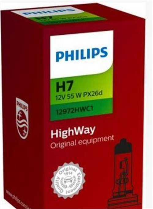 Автолампа philips H7 12V 55W P26d HighWay (12972HW