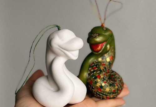 Змея елочная игрушка для росписи 9 см