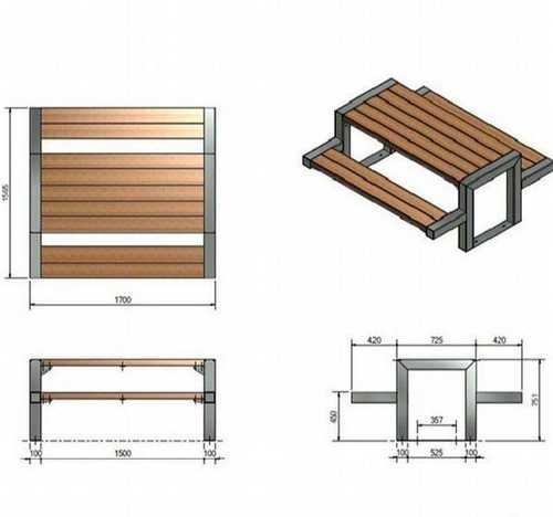 Скамья в стиле лофт