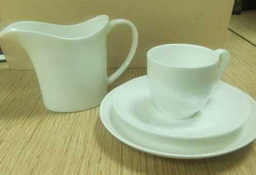 Чашка с блюд и молочн набор, костяной фарфор Герм