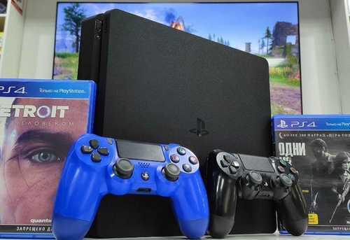 Sony PS4 Slim + 2 геймпада + 85 игр