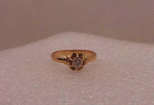 Золотое кольцо с бриллиантом 585 пробы(ку112941)