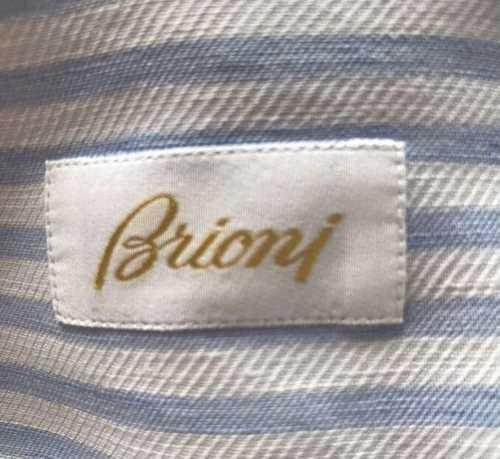 Оригинал Brioni рубашка 42 размер лён полоска