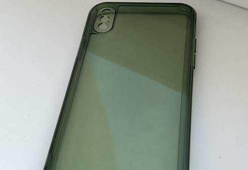 Чехол на iPhone X зеленый прозрачный