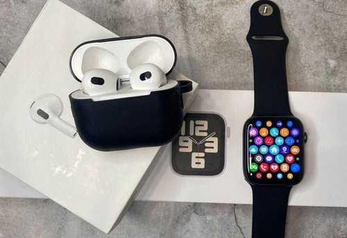 Наушники airpods 3 + Apple watch 8 с яблоком