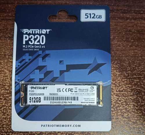 512гб SSD Patriot P320 nvme M2 гарантия 5 лет