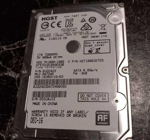 Жесткий диск 1 tb 2.5