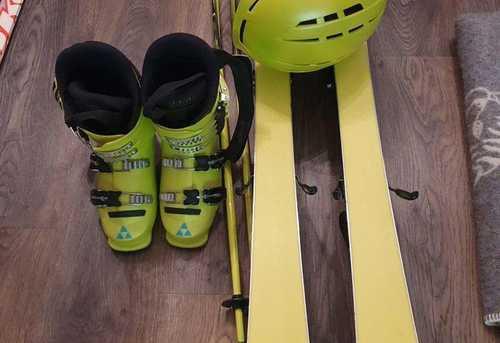 Лыжи горные 130 SL, ботинки, палки, шлем