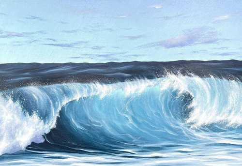 Картина маслом на холсте Морской пейзаж Волна