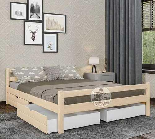 Двуспальная кровать из сосны