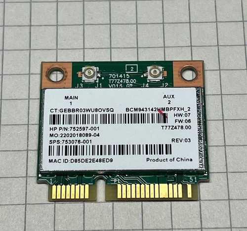 Wifi карта Broadcom BCM943142HM