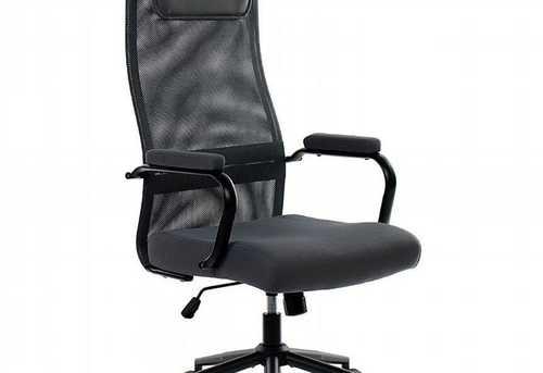 Офисное сетчатое темно-серое кресло с качанием