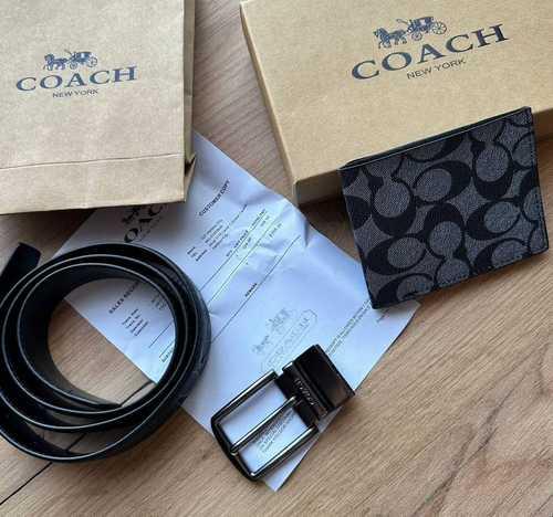 Мужской подарочный набор - Кошелек и Ремень Coach