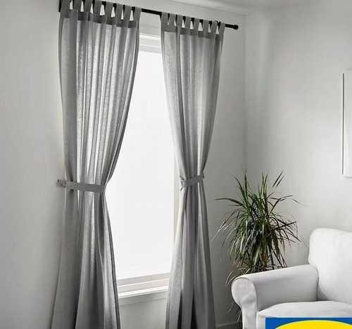 Шторы IKEA Lenda 140x300 см, серый и бирюзовый