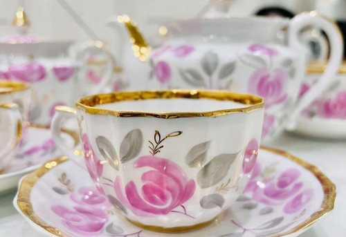 Чайный сервиз "Розовые розы" Вербилки
