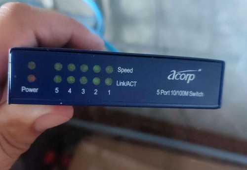 Коммутатор acorp 5 port 10/100m switch