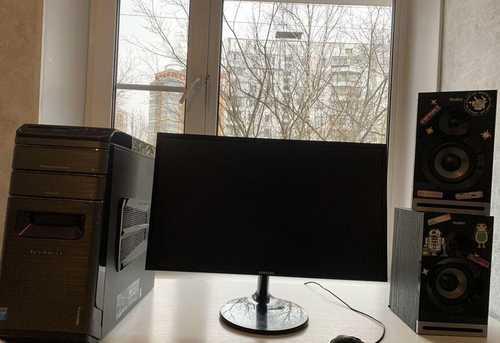 Компьютер lenovo + монитор + колонки sven + мышка