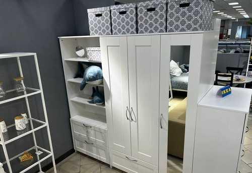 Шкаф распашной белый Бримнэс (Сириус), IKEA