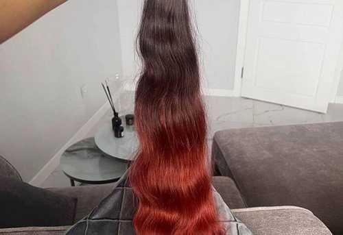 Волосы омбре волнистые красные рыжие